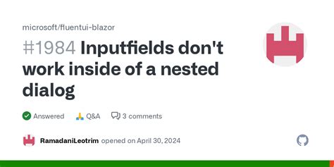 Inputfields Don T Work Inside Of A Nested Dialog Microsoft Fluentui