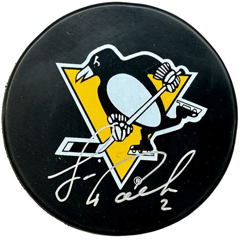 Jim Paek Signed Pittsburgh Penguins Large Logo Hockey Puck Sign On Sports