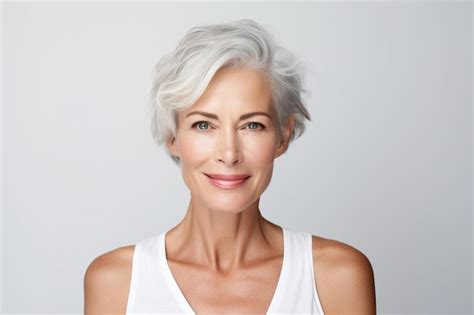 Premium Photo A Woman With White Hair And A White Tank Top