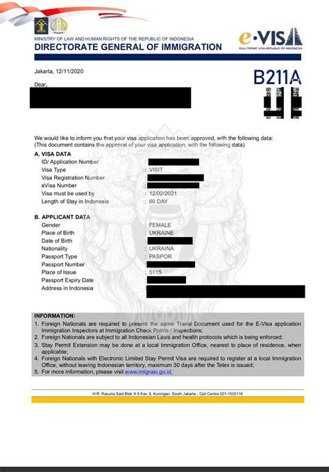 Bali Permits Sample Of E Visa
