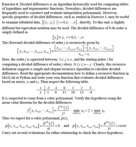 Solved Exercise 6 Divided Differences Is An Algorithm