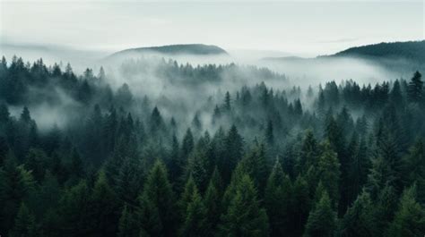 Premium Photo An Aerial Shot Of A Dense Forest With A White Fog