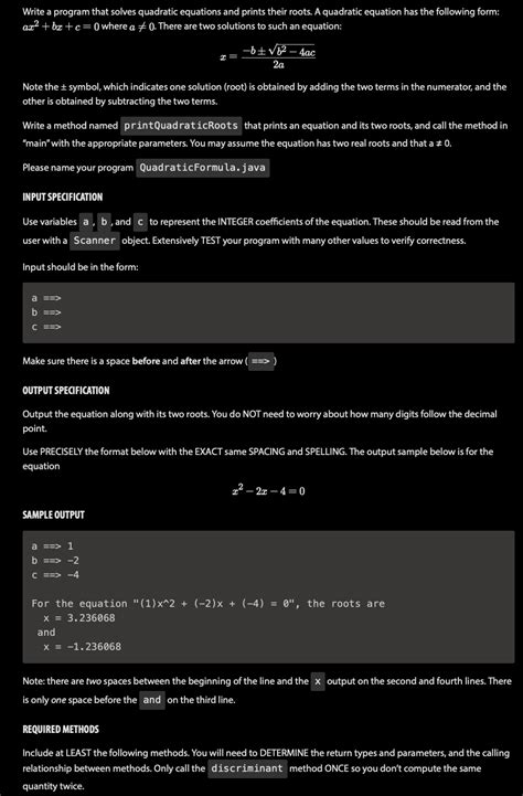 Solved Write A Program That Solves Quadratic Equations And