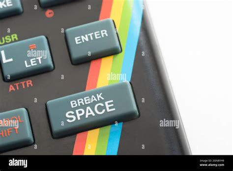 sinclair zx spectrum keyboard close up focus on basic break space