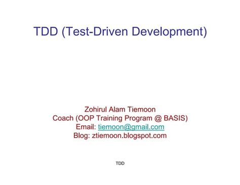 Overview On Tdd Test Driven Development And Atdd Acceptance Test