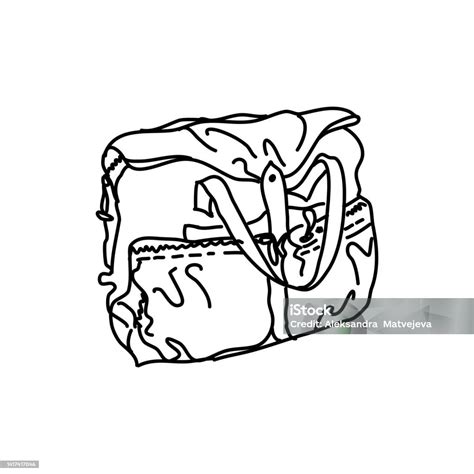 여행을위한 벡터 여행 가방 가방 또는 배낭 다양한 종류의 수하물 여행 가방 및 가방이 선형 스타일로 손으로 그려집니다 광고 브로셔 배너 및 포스터의 디자인을 위해 가방에