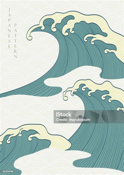 일본의 손은 라인 패턴 벡터와 파도를 그립니다 빈티지 스타일의 동양 자연 바다 바다 배경 붓놀림에 대한 스톡 벡터 아트 및 기타 이미지 Istock
