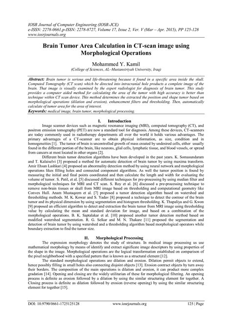 Brain Tumor Area Calculation In CT Scan Image Using Morphological Operations PDF