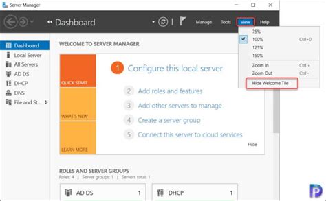 How To Hide Or Unhide Welcome Tile In Server Manager