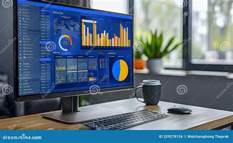 Modern Data Analysis Dashboard On Desktop Stock Illustration Illustration Of Business