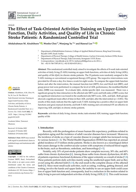 Pdf The Effect Of Task Oriented Activities Training On Upper Limb