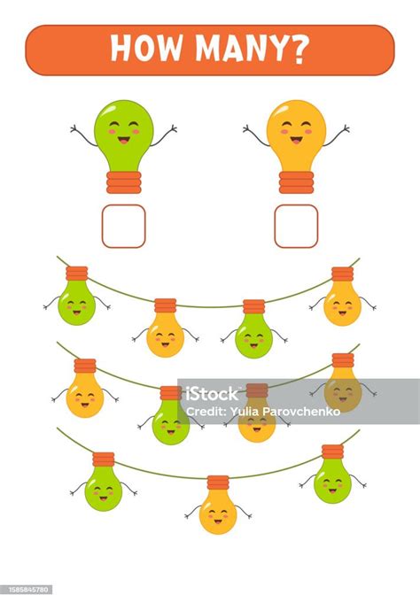 아이들을 위한 수학 게임 얼마나 많은 램프가 있습니까 인쇄 가능한 워크시트 0명에 대한 스톡 벡터 아트 및 기타 이미지 0명 개체 그룹 검사 보기 Istock