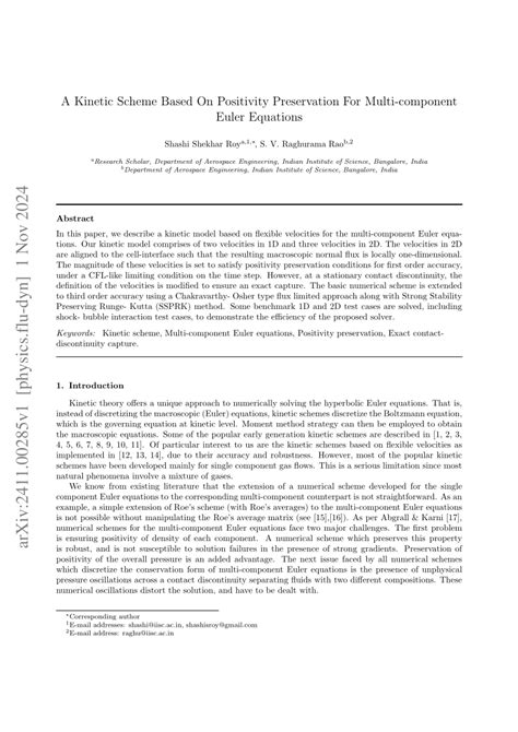 Pdf A Kinetic Scheme Based On Positivity Preservation For Multi Component Euler Equations