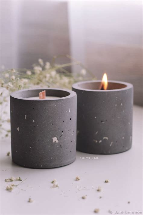 Соевая свеча в бетоне Терраццо Космос с древесным фителем в интернет магазине на Ярмарке