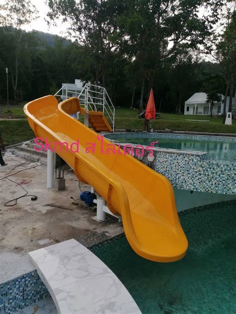 🔊สไลเดอร์ไฟเบอร์กลา Skm D สไลเดอร์ สระว่ายน้ำ ไฟเบอร์กลาส