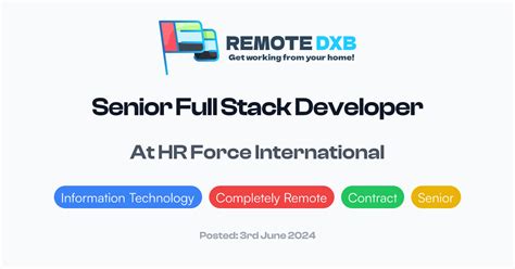 Senior Full Stack Developer At Hr Force International Remote Dxb