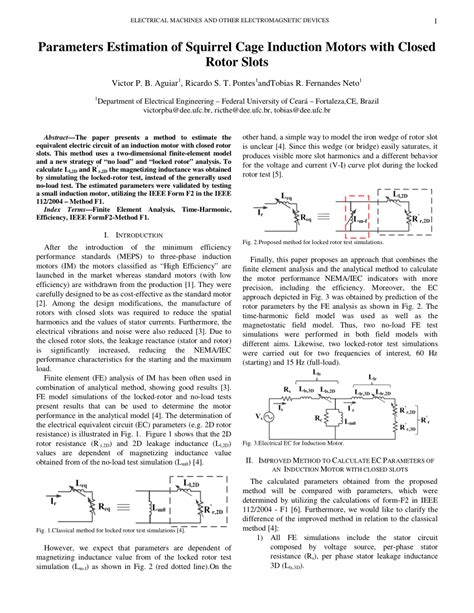 Pdf Parameters Estimation Of Squirrel Cage Induction Motors With Closed Rotor Slots
