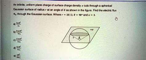 An Infinite Uniform Plane Charge Of Surface Charge Density σ Cuts Through A Spherical Gaussian