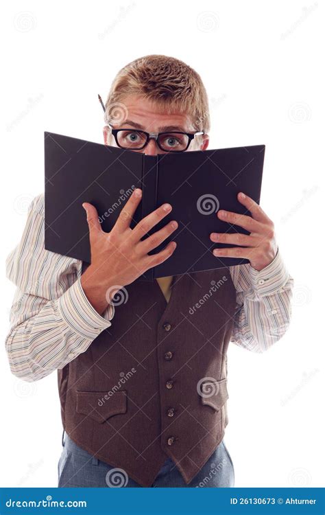 Nerd Reading Stock Image Image Of Glasses Funny Fashion