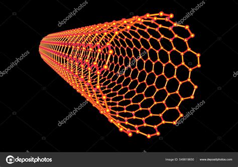 Carbon Nanotube Illustration Showing Hexagonal Carbon Structure
