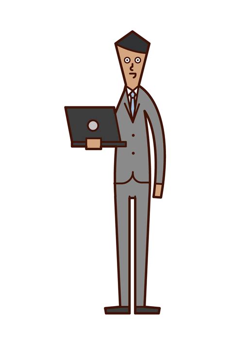 컴퓨터를 가진 사람 남성의 그림 무료 일러스트 소재집 Kukukeke