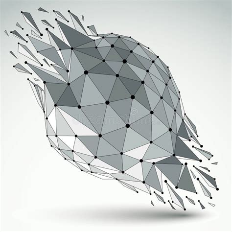 3d Vector Digital Wireframe Object Broken Into Different Particles And Refractions Geometric
