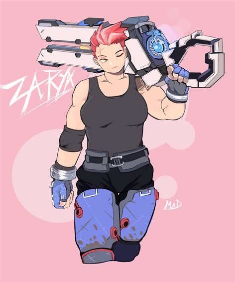 Pk4g Zarya Overwatch Overwatch Overwatch 1 Highres 1girl Biceps Directed Energy Weapon