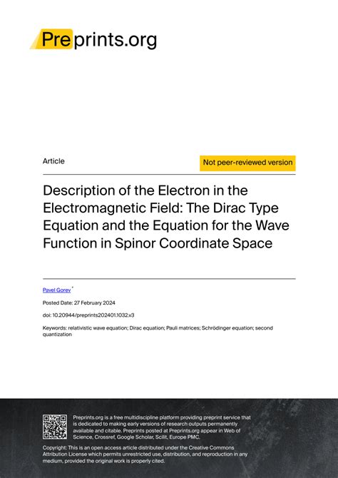 Pdf Description Of The Electron In The Electromagnetic Field The