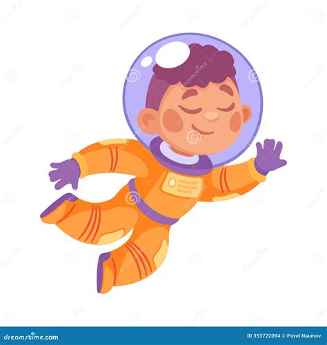 Astronaut Character Exploring Outer Space Cartoon Vector Illustration