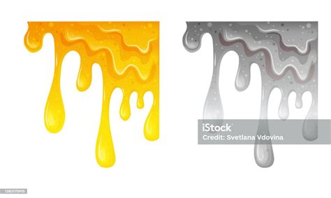 샤이니 골드와 실버 점액 점성 액체가 흐르는 떨어지는 꿀 끈적끈적한에 대한 스톡 벡터 아트 및 기타 이미지 끈적끈적한 은색 방울 Istock