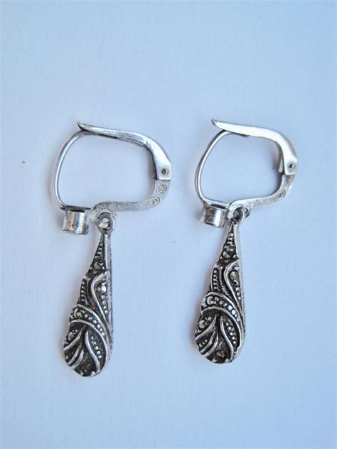Art Deco Silver Earrings European Vintage Etsy Uk