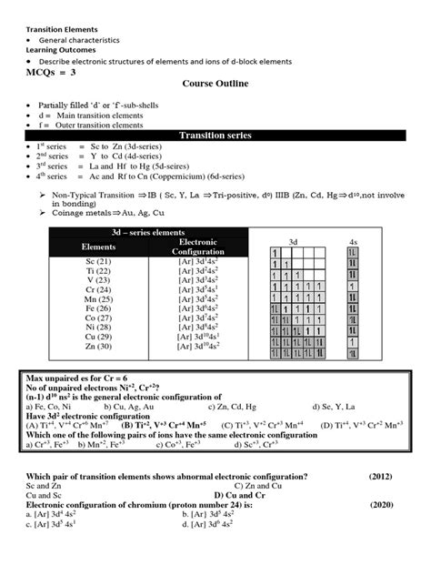 12 D And F Block Elements115302 Pdf Transition Metals Electron Configuration