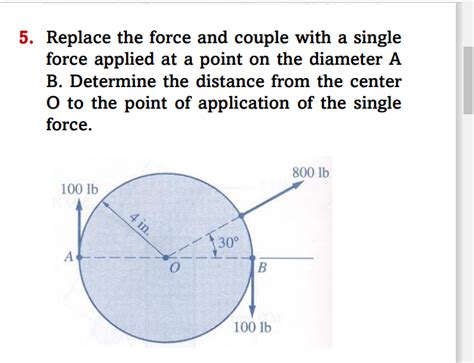 Solved 5 Replace The Force And Couple With A Single Force