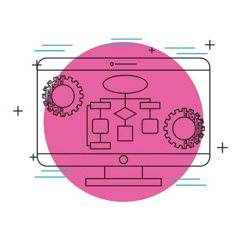 Premium Vector Computer Monitor Diagram Gears Technology