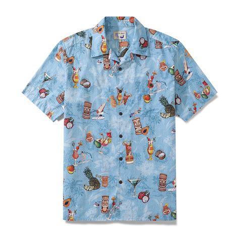 Hawaiian Shirts For Men Tiki Art Cocktail Party Tropical Themed Print