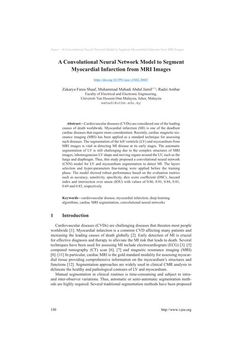 Pdf Convolutional Neural Network Model To Segment Myocardial Infarction From Mri Images
