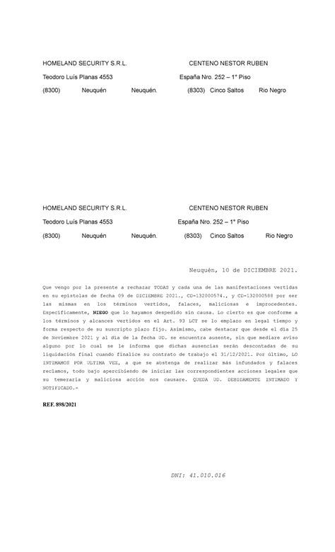 Modelo De Carta Documento