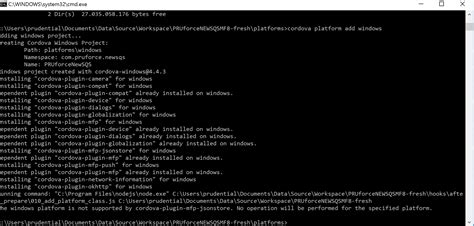 ibm mobilefirst the windows platform is not supported by cordova