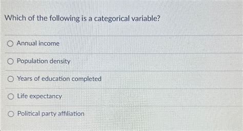 Which Of The Following Is A Categorical