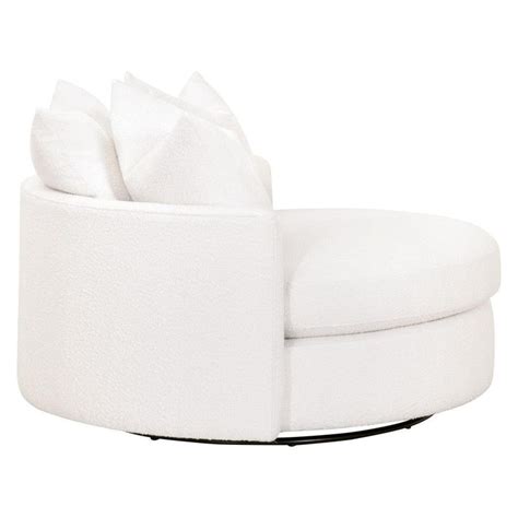 Oversized White Boucle Swivel Chair And A Half Luxury Arm Chair