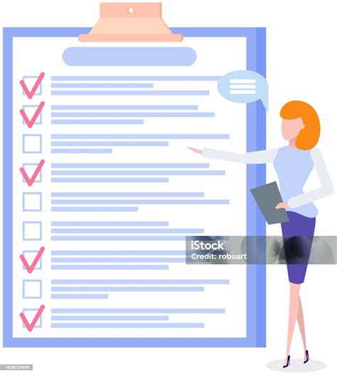 여자는 목록과 계획 일정에 가까이 서 있습니다 계획 완료 작업 완료 시간표 개념에 대한 스톡 벡터 아트 및 기타 이미지 개념 경영자 계획 Istock