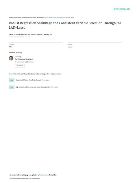 Lad Lasso Pdf Akaike Information Criterion Regression Analysis