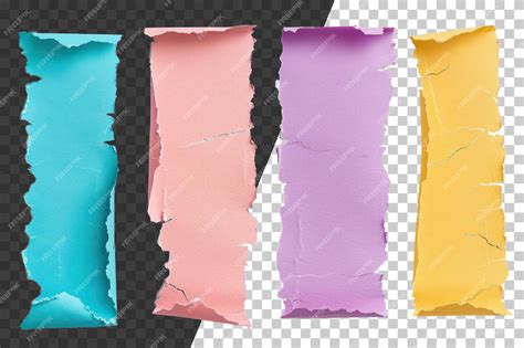 투명한 배경에 다채로운 어진 종이 조각 컬렉션 Png 프리미엄 Ai 생성 Psd
