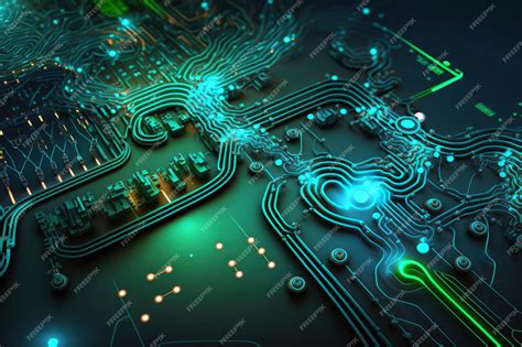 premium ai image hightech circuit design with blue and green circuit paths and glowing lights
