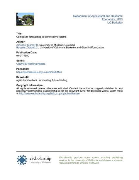 Pdf Composite Forecasting In Commodity Systems