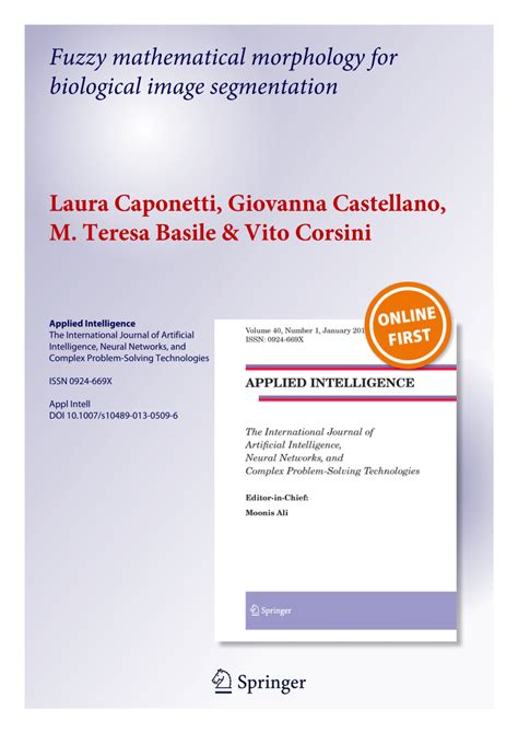 Pdf Fuzzy Mathematical Morphology For Biological Image Segmentation