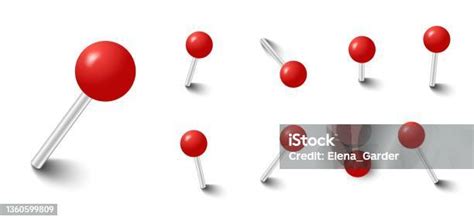 빨간색 푸시 핀 고정 된 사무실 엄지 손가락 벡터 푸시핀 부착 컬렉션 3차원 형태에 대한 스톡 벡터 아트 및 기타 이미지 3차원 형태 개체 그룹 공란 Istock