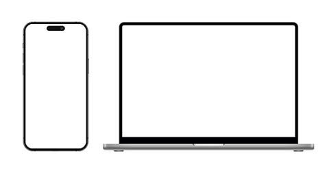 빈 화면이 있는 노트북 컴퓨터 및 스마트폰 투명 배경의 장치용 빈 디스플레이가 있는 최신 휴대폰 및 Pc 장치 모형 휴대전화에 대한 스톡 벡터 아트 및 기타 이미지 Istock