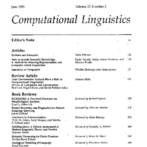 Computational Linguistics Volume 17 Number 2 June 1991 Acl Anthology