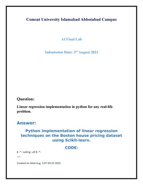 Ai Lab Terminal Artificial Intelligence Comsat University Islamabad Abbotabad Campus Ai